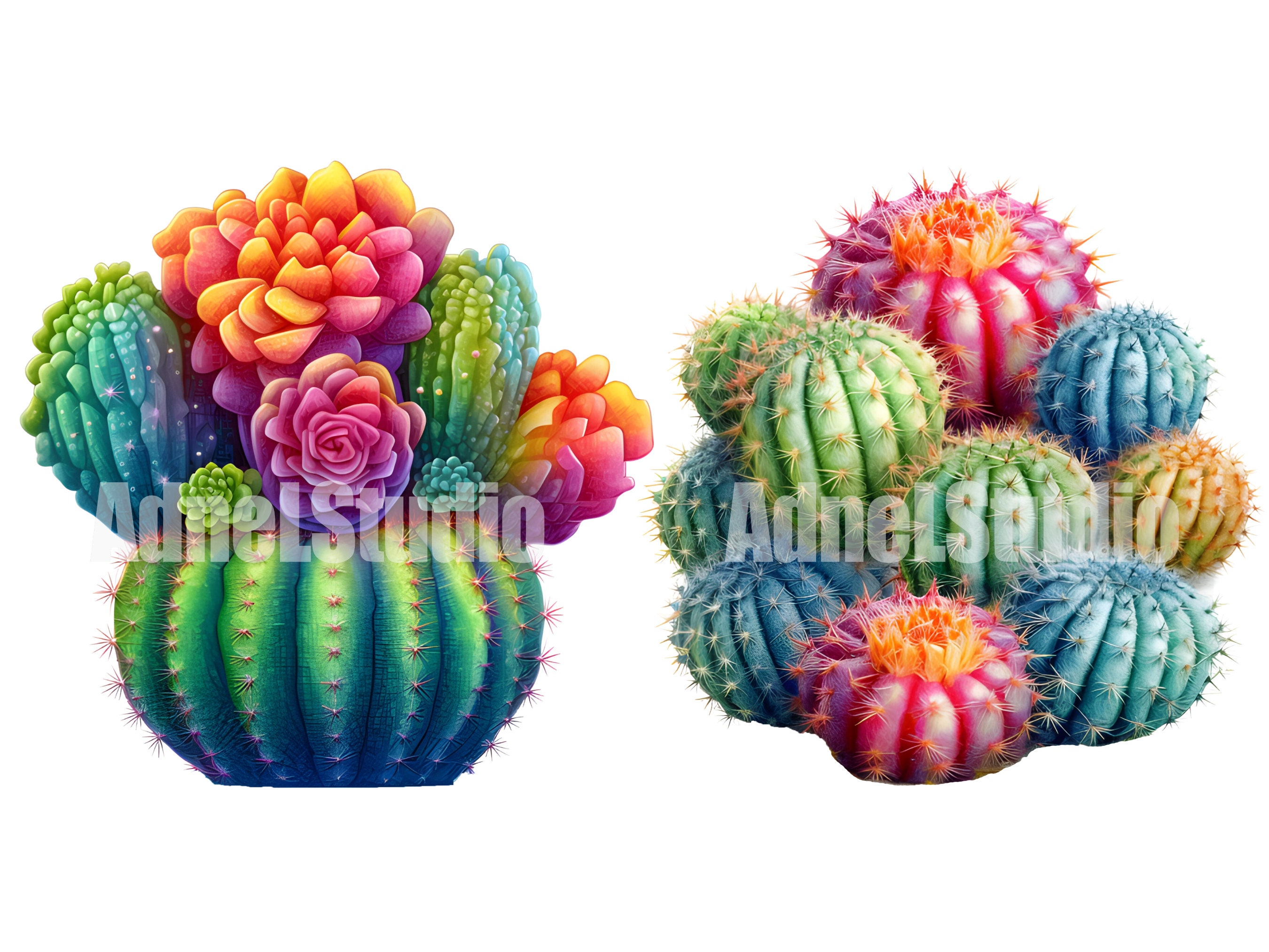 Watercolor Pastel Cactus Clipart Watercolor Desert Cactus - Etsy