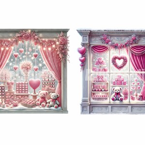 Valentine Window Display Clipart, Romantic Window Pngs, 16 Digital ...
