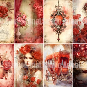 Red Vintage Victorian Junk Journal Bundle, Red Junk Journal, Red ...