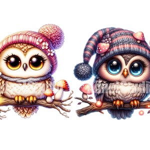 Cozy Fall Owl Clipart Bundle, Cute Autumn Owl Illustrations, Digital ...