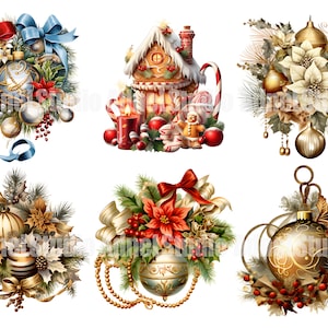 Christmas Decoration Clipart Bundle - Watercolor Christmas Ornaments ...