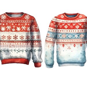 Christmas Ugly Sweater Clipart - Watercolor Christmas Sweater Clipart ...