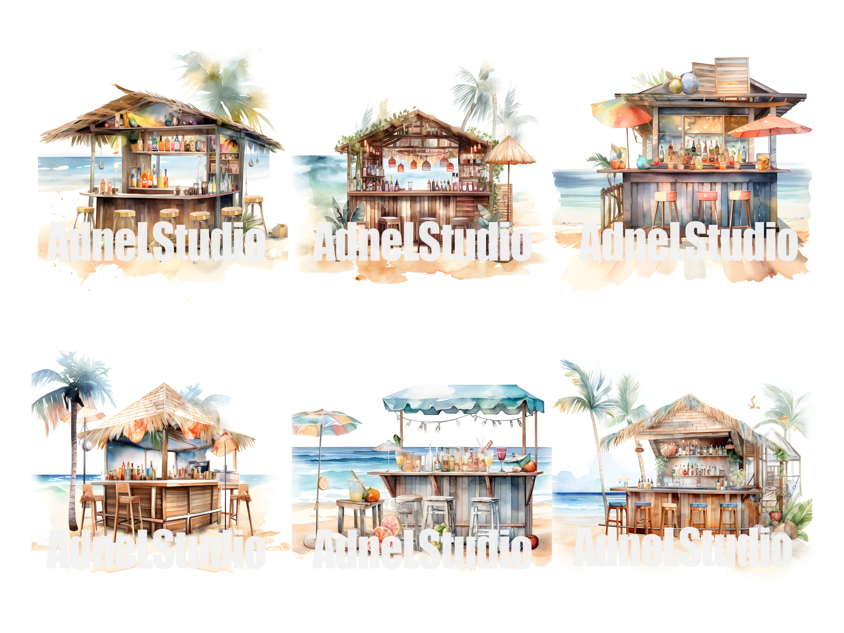 Cocktail Bar in Beach Clipart 14 High Quality Jpgs Files - Etsy