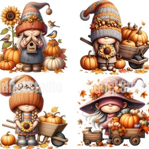 Fall Gnome Girl Clipart, Autumn Gnome Designs, Fall Gnome Sublimation ...