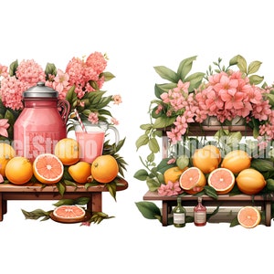 Watercolor Pink Lemon Stand Clipart - Pink Lemonade Stand Clipart ...