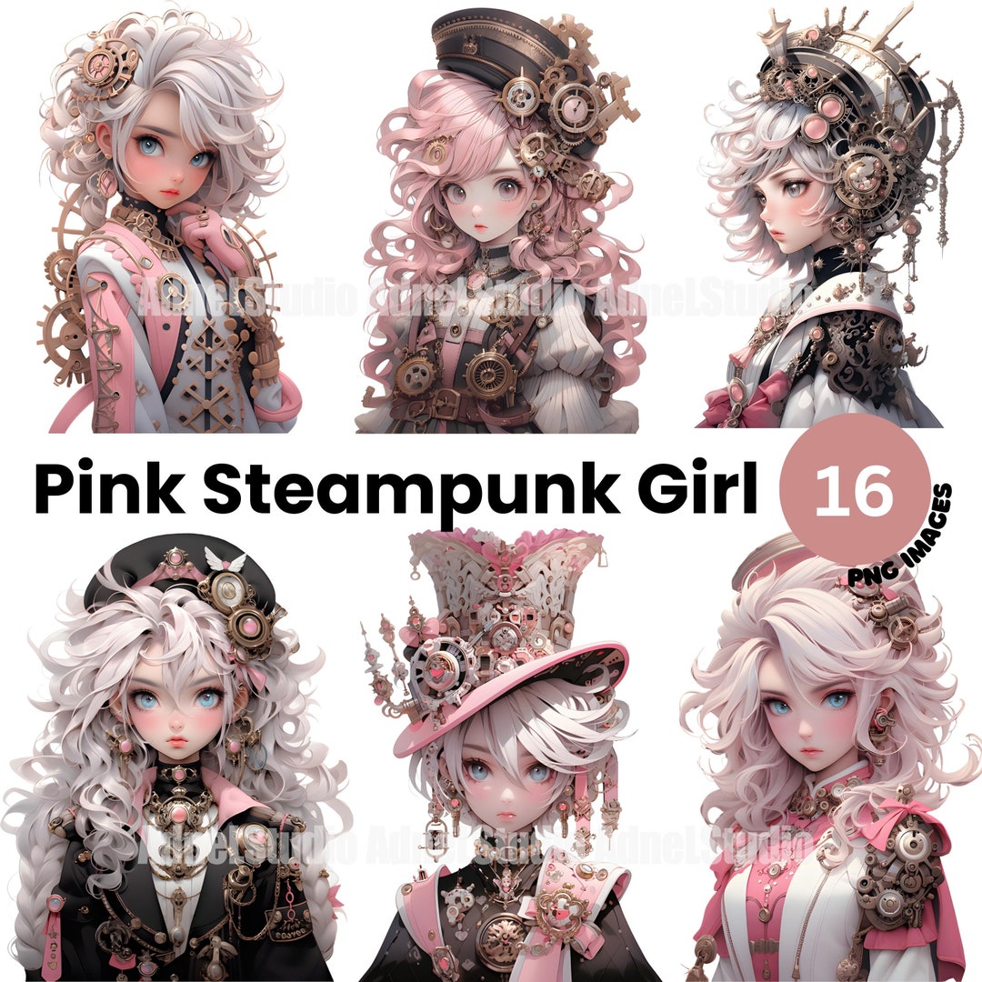Pink Steampunk Girl Clipart - Pink Victorian Steampunk Clipart, Anime ...