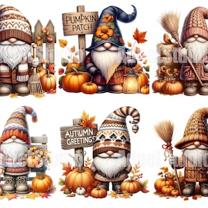 Autumn Harvest Gnome Clipart, Fall Gnome Clipart, Cozy Fall Gnome ...