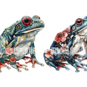 Floral Frog Clipart, Spring Frog Clipart, Floral Spring Clipart, Floral ...