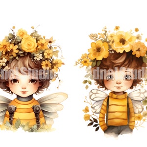 Bee Fairy Boy Clipart - Watercolor Bee Fairy Boy Png, Bee Boy Clipart ...