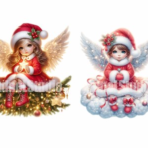 Christmas Little Angel PNG Clipart Bundles, Holiday Decor Art, Festive ...