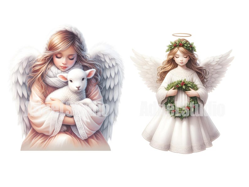 Christmas Angel Clipart Bundle, Holiday Angels Digital Art, Angel ...