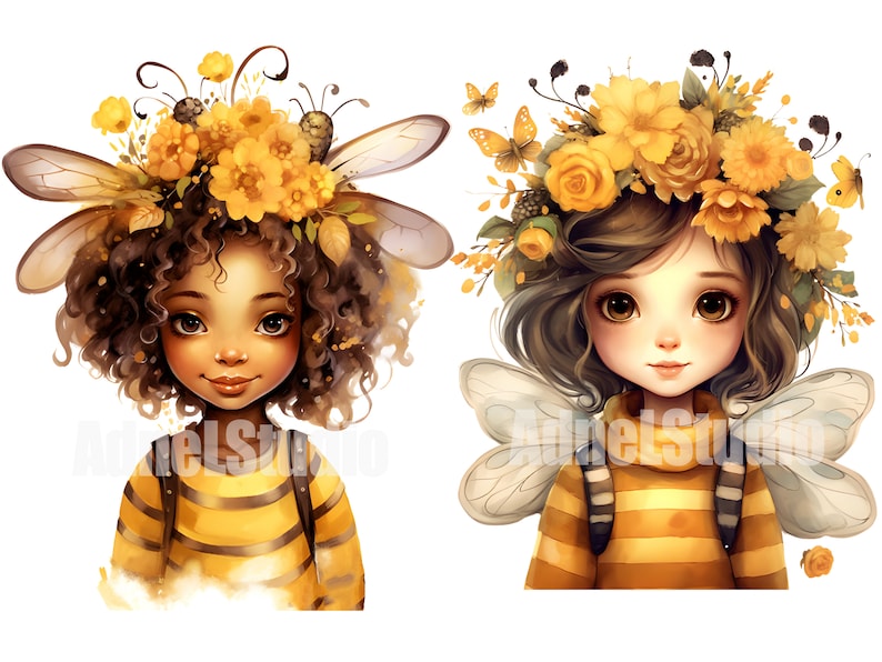 Cute Bee Fairy Clipart Watercolor Flower Bee Fairy Png Bee - Etsy