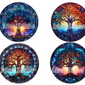 Stained Glass Tree of Life Clipart, Watercolor Tree of Life ...