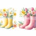 Watercolor Floral Rain Boots Clipart, Spring Flowers Illustration ...