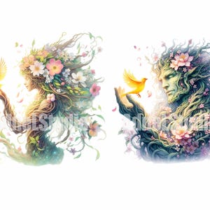 Watercolor Nature Spirit Clipart, Fantasy Tree Guardian PNG, Enchanted ...