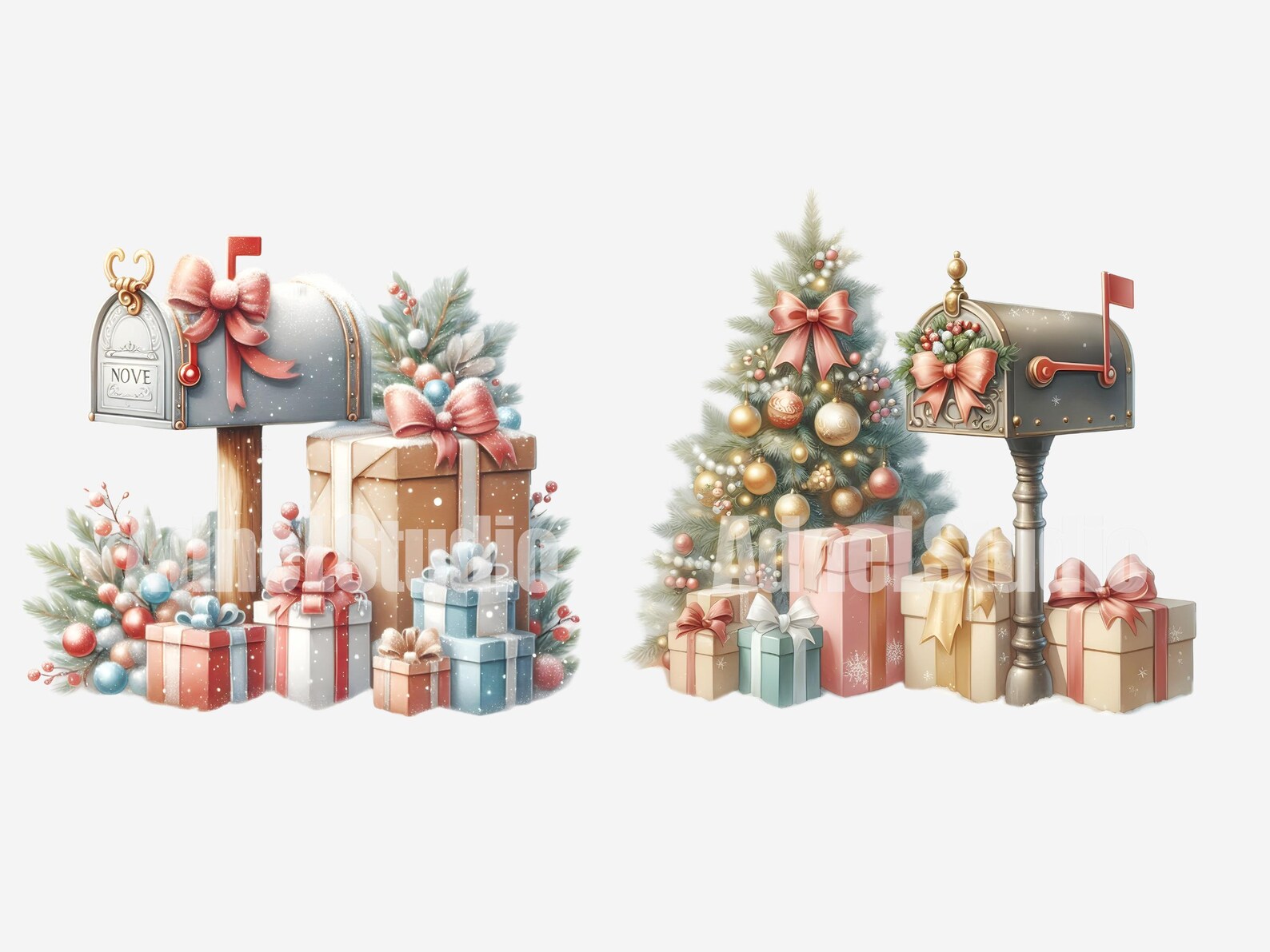 Christmas Mailbox Clipart, Holiday Mailbox With Presents, Christmas ...