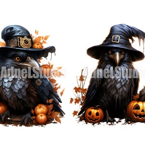 Halloween Crow Clipart - Halloween Clipart, Watercolor Fairytale Crow ...
