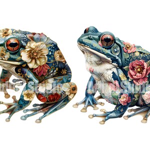 Floral Frog Clipart, Spring Frog Clipart, Floral Spring Clipart, Floral ...