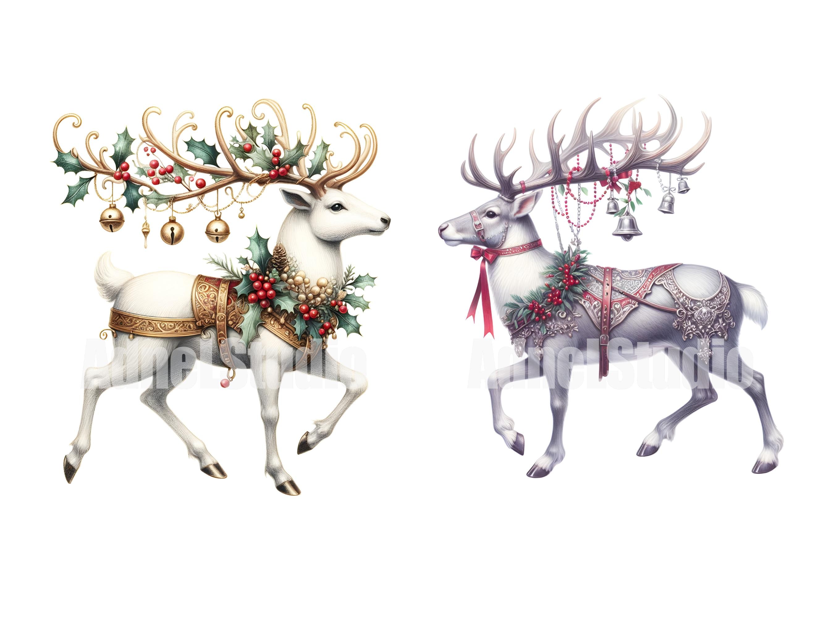 Christmas Reindeer Clipart, Festive Holiday Decor, Christmas Digital ...