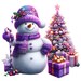 Purple Christmas Snowman Clipart - Festive Purple Snowman Clipart ...