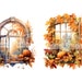 Victorian Fall Window Clipart, Cozy Autumn Window Clipart, Watercolor ...