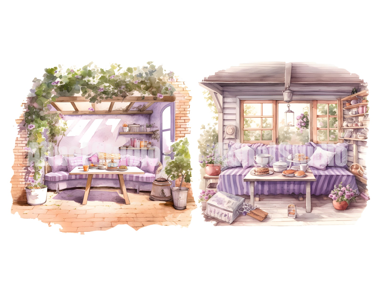 Watercolor Cottage House Clipart - Cottage Core Clipart, Cottage Life ...