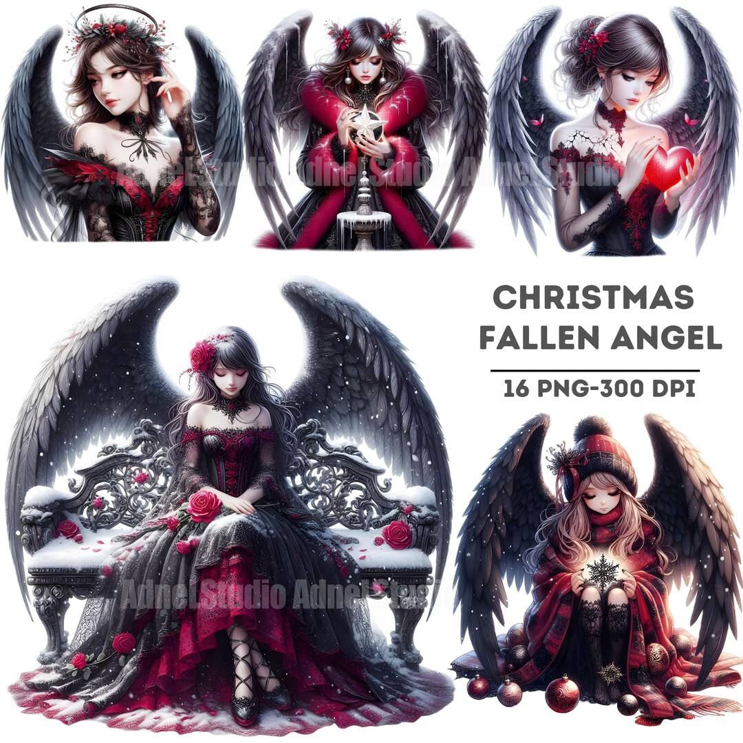 16 Christmas Fallen Angel PNG Clipart, Gothic Holiday Angel Graphics ...