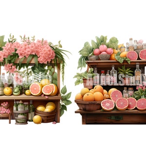 Watercolor Pink Lemon Stand Clipart - Pink Lemonade Stand Clipart ...