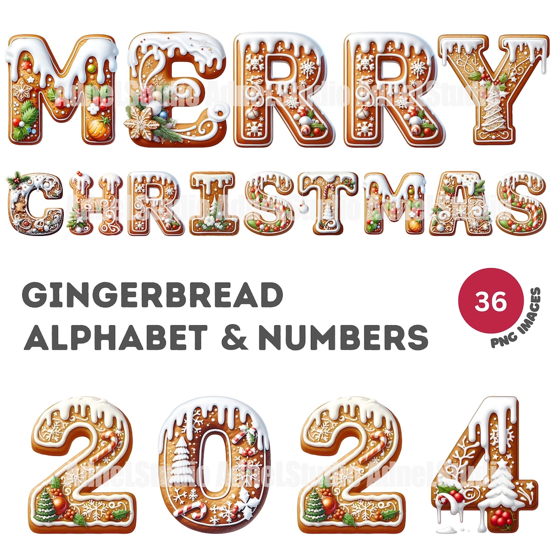 Gingerbread Alphabet Clipart - Christmas Alphabet Clipart, Christmas ...