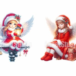 Christmas Little Angel PNG Clipart Bundles, Holiday Decor Art, Festive ...