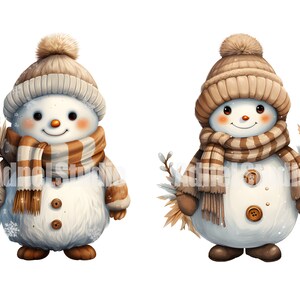 Christmas Cozy Snowman Clipart - Watercolor Cozy Christmas Clipart ...