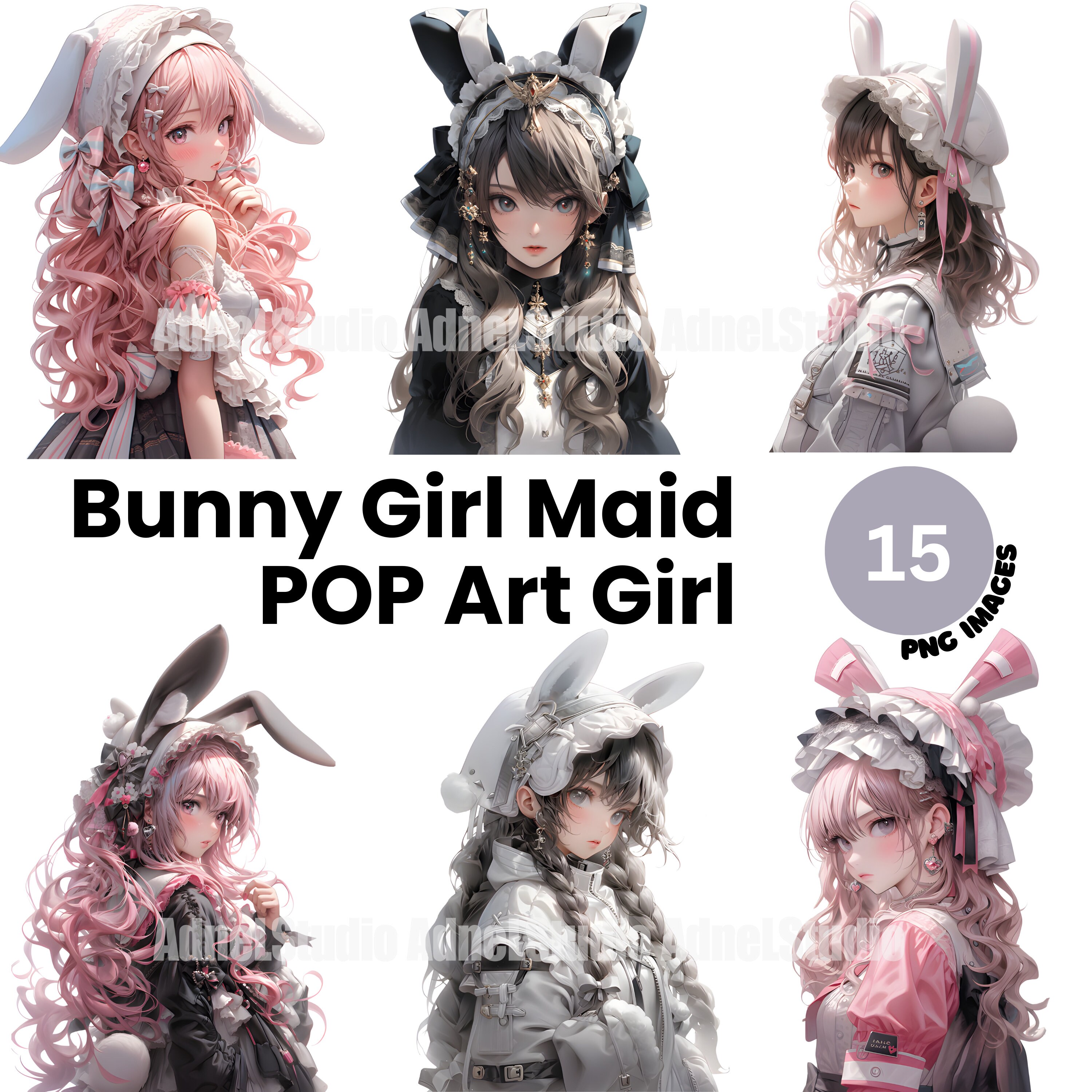 Bunny Girl Maid Clipart - Bunny Girl Clipart, Fantasy Illustration ...