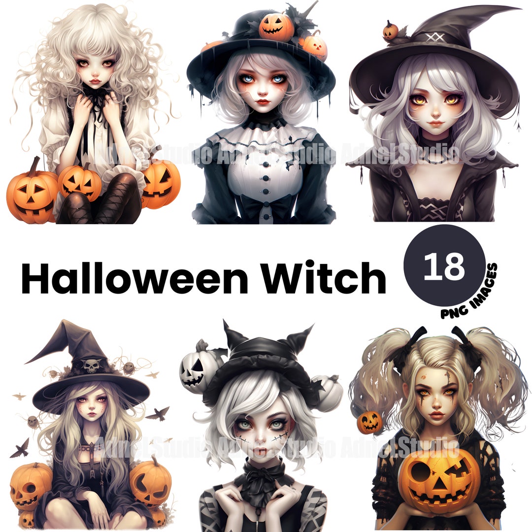 Halloween Witch Clipart - Watercolor Halloween Clipart, Halloween ...