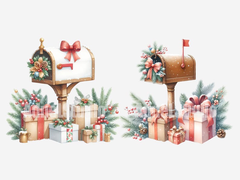 Christmas Mailbox Clipart, Holiday Mailbox With Presents, Christmas ...