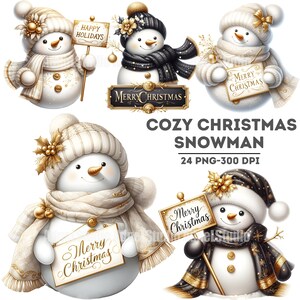Cozy Christmas Snowman Clipart, Cozy Christmas Snowman PNG, Festive ...