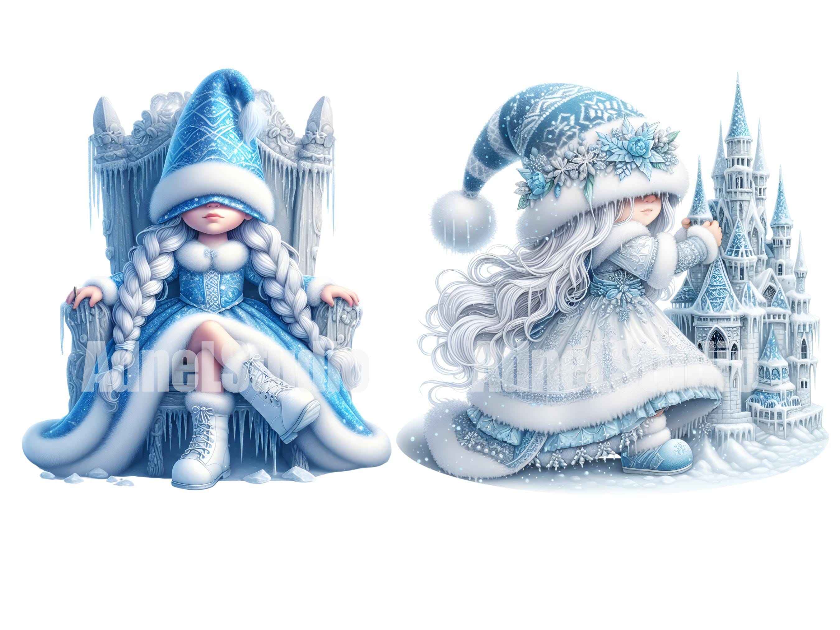 Frozen Gnome Girl PNG Bundle, Frozen Winter Gnome Girl Clipart, Fantasy ...