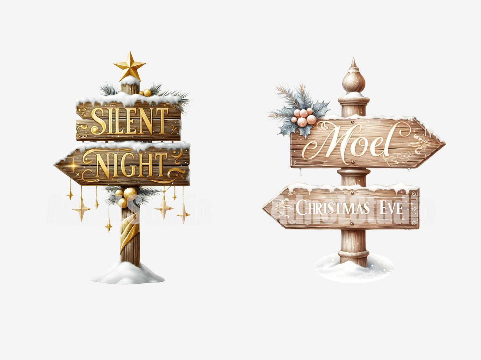 Christmas Direction Sign Clipart, Festive Cactus Ornament, Festive ...