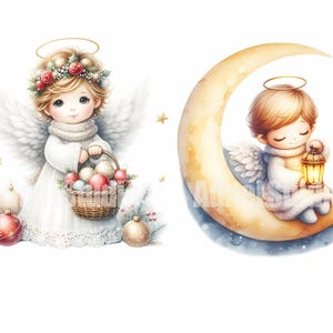 Christmas Little Angel PNG Clipart Set, Adorable Holiday Angel ...