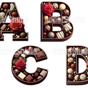 Valentines Alphabet Clipart - Valentines Alphabet Letters, Chocolate ...