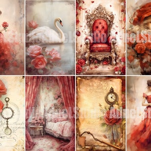 Red Vintage Victorian Junk Journal Bundle, Red Junk Journal, Red ...