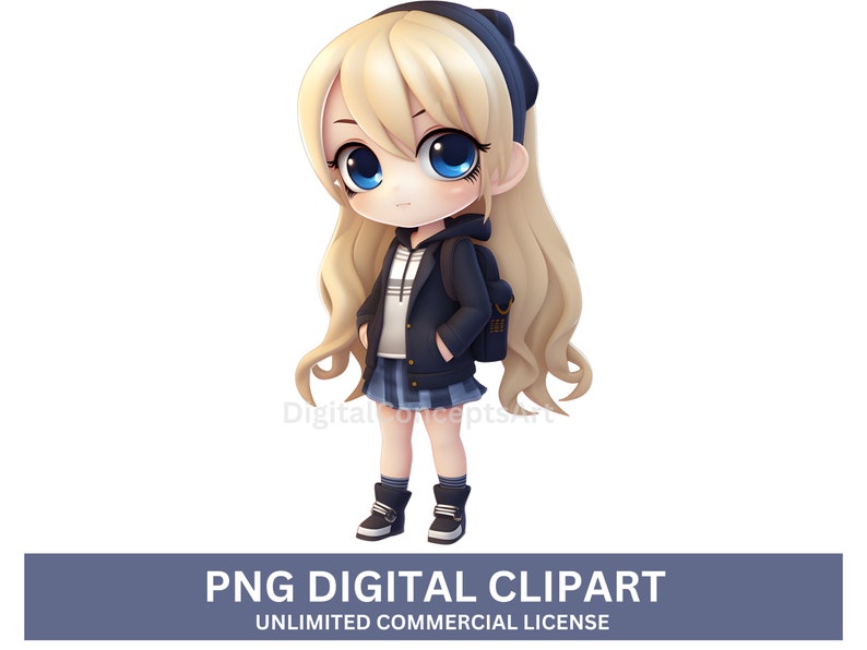 Cute School Girl Clipart Blonde Hair Girl Png White Girl - Etsy