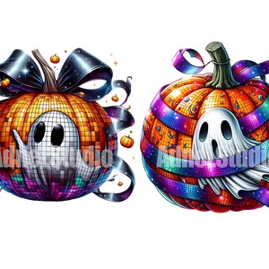 Disco Spooky Pumpkin Clipart, Halloween Ghost Design, Fall Sublimation ...