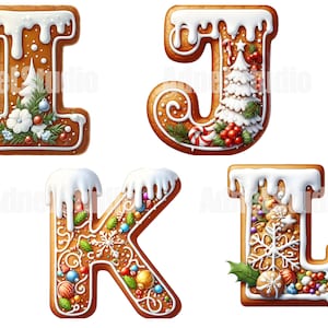 Gingerbread Alphabet Clipart - Christmas Alphabet Clipart, Christmas ...