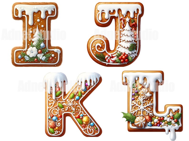 Gingerbread Alphabet Clipart - Christmas Alphabet Clipart, Christmas ...