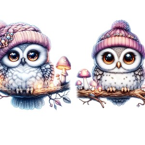 Cozy Fall Owl Clipart Bundle, Cute Autumn Owl Illustrations, Digital ...