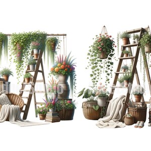 Watercolor Cozy Plant Clipart, Watercolor Cottagecore Clipart, House ...