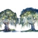 Watercolor Fairy Light Willow Tree Clipart - Willow Tree Landscape ...