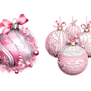 Pink Christmas Ornaments Clipart, Watercolor Christmas Ornament PNG ...