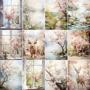 Cozy Spring Scenery Junk Journal, Vintage Spring Forest Landscape ...