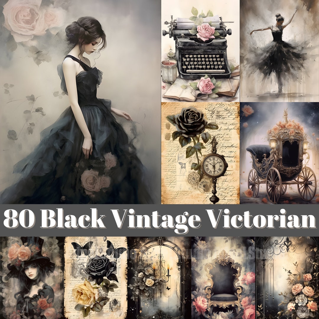 Vintage Victorian Junk Journal Bundle, Black Junk Journal, Victorian ...